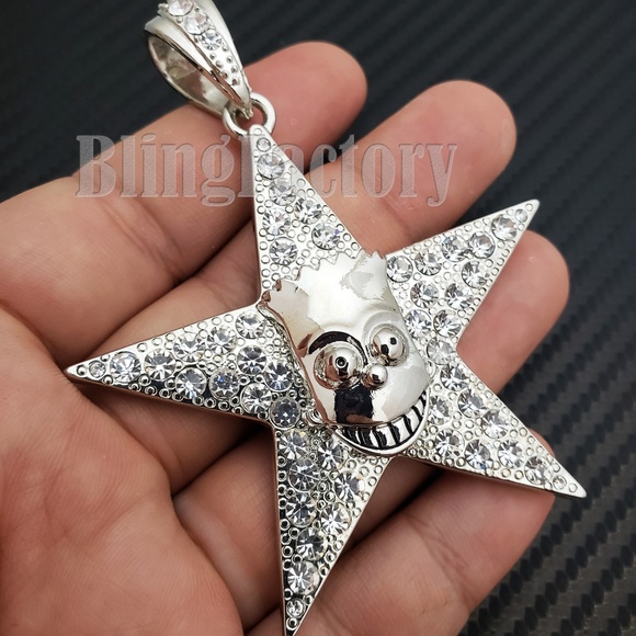 Accessories | Silver Plated Bling Iced Star Of Simpson Pendant | Poshmark